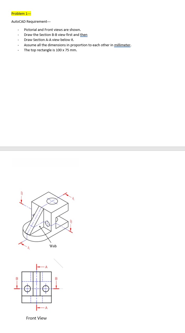 Solved AutoCAD Requirement---Pictorial and Front views are | Chegg.com