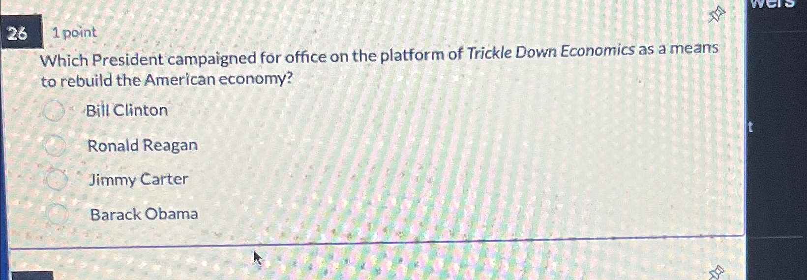 Solved 261 ﻿pointWhich President campaigned for office on | Chegg.com