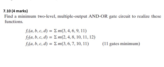 Solved 7 10 4 Marks Find A Minimum Two Level