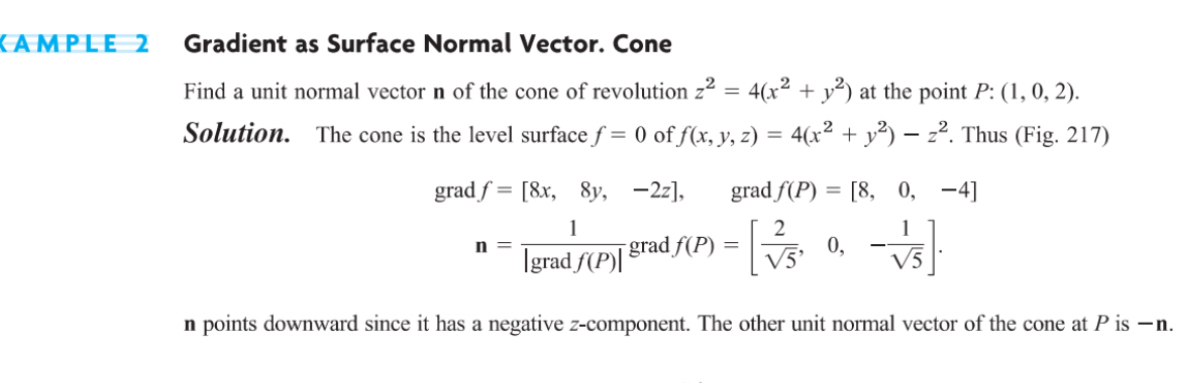 Solved KAMPLE 2 ﻿Gradient as Surface Normal Vector. ConeFind | Chegg.com