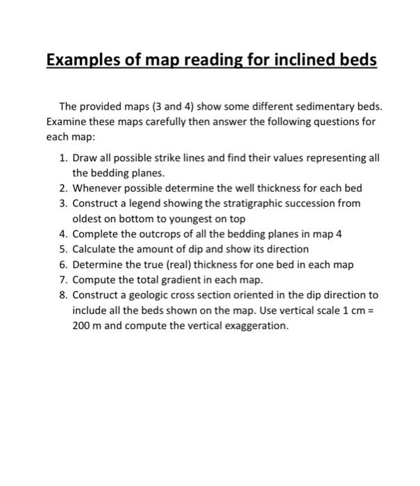 Solved Examples of map reading for inclined beds The | Chegg.com