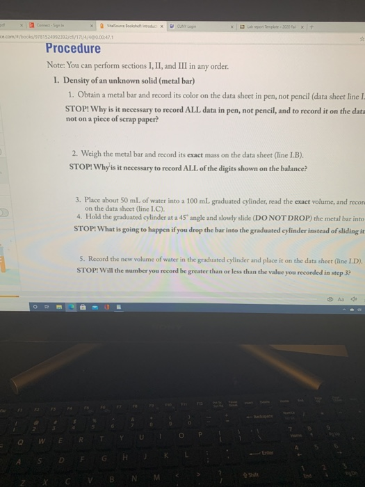 experiment is physical property of matter density | Chegg.com