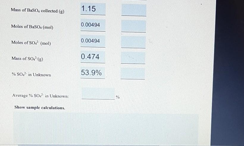 Solved Gravimetric Determination of Sulfate Data Sheet A | Chegg.com