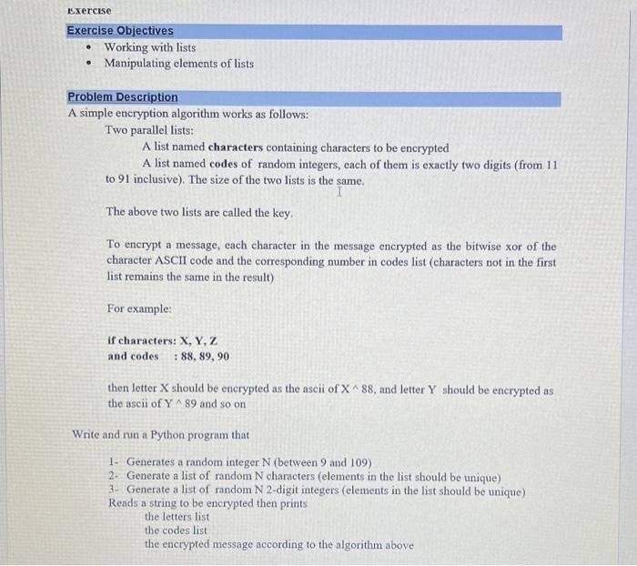 Solved Exercise Exercise Objectives • Working With Lists • 8576