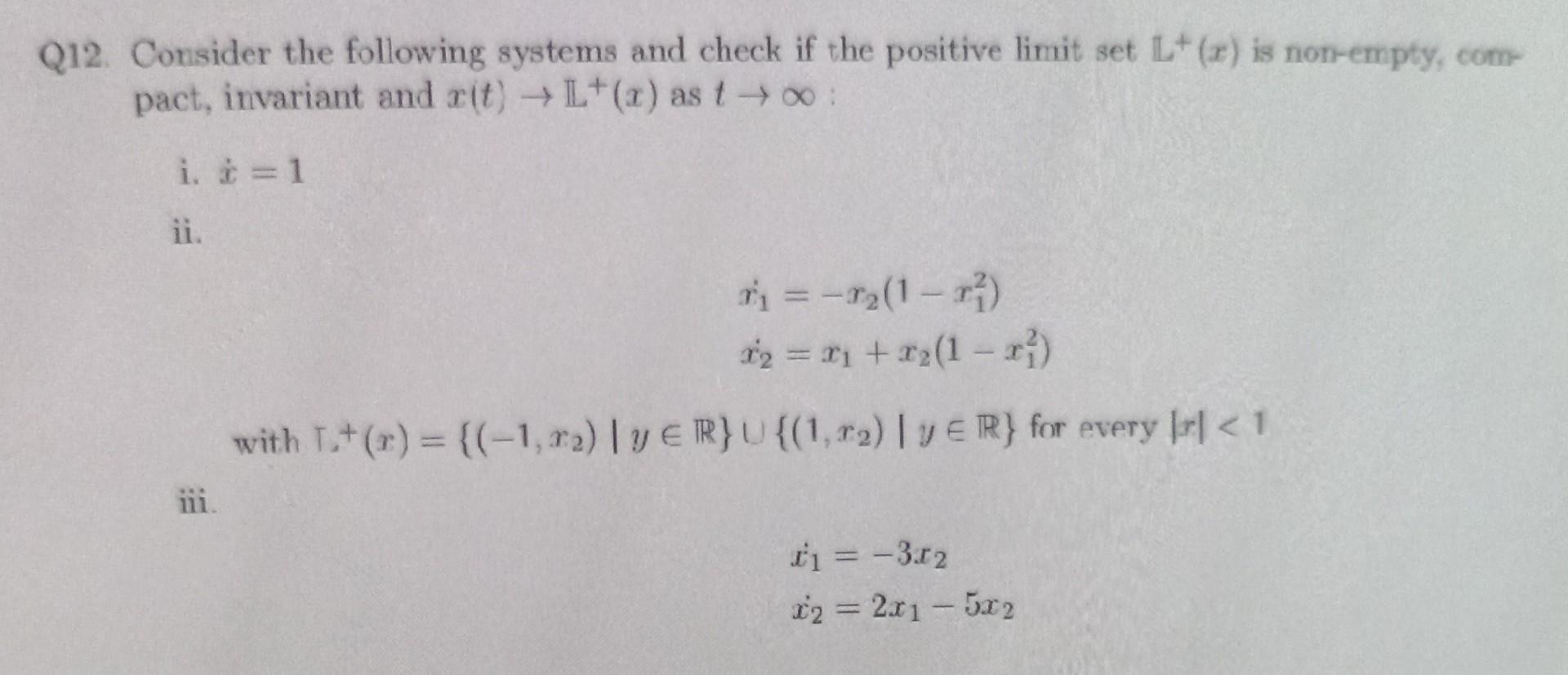 Solved 12. Consider the following systems and check if the | Chegg.com