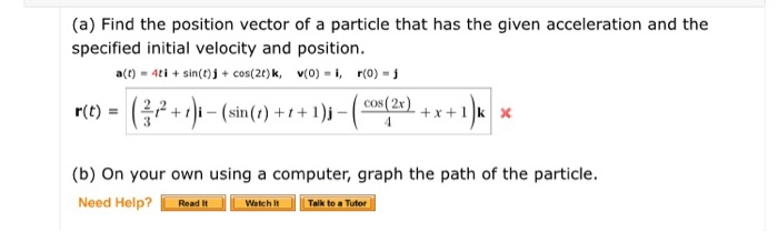 Solved (a) Find the position vector of a particle that has | Chegg.com