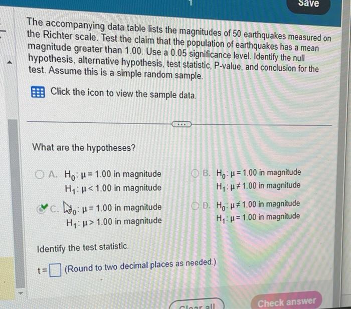 Solved The accompanying data table lists the magnitudes of | Chegg.com