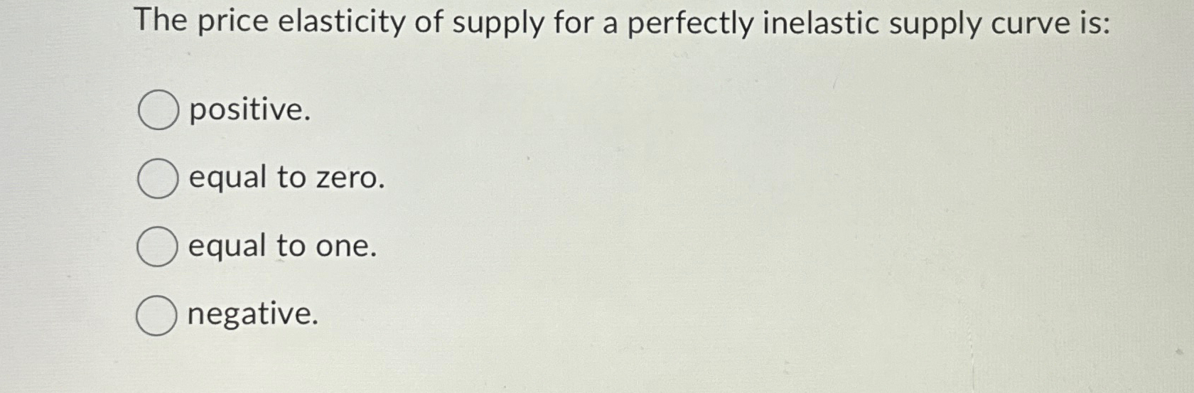 Solved The price elasticity of supply for a perfectly | Chegg.com