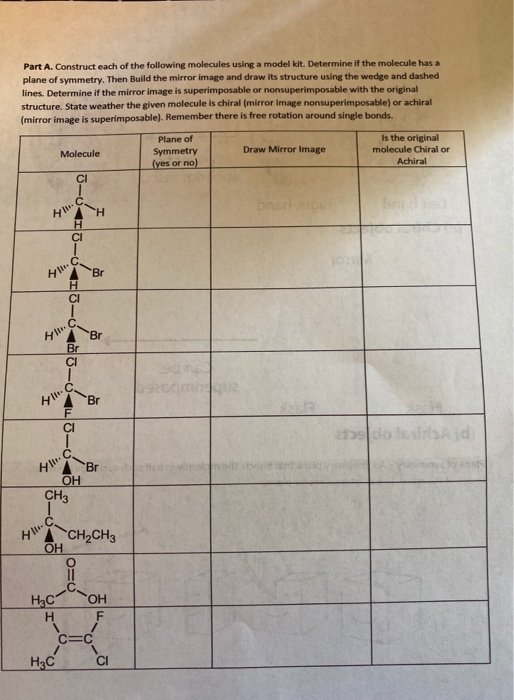 Solved Part A. Construct each of the following molecules | Chegg.com