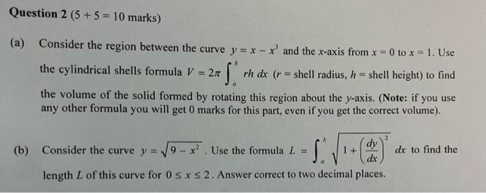 Solved Question 2(5+5=10 marks ) (a) Consider the region | Chegg.com