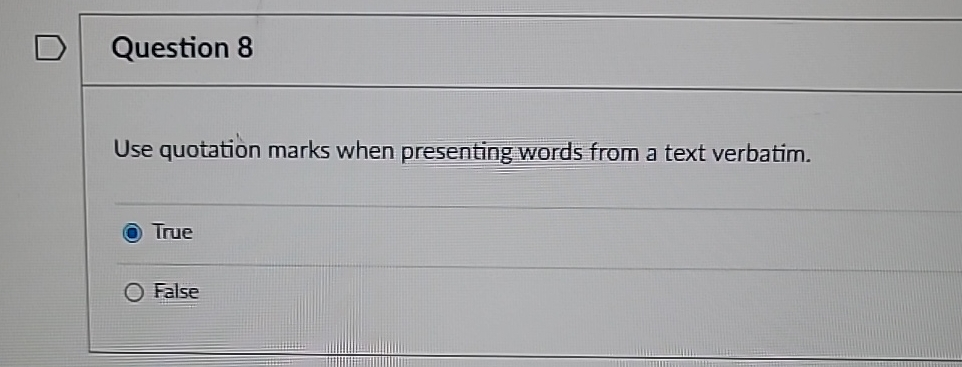 Solved Question 8Use quotation marks when presenting words | Chegg.com