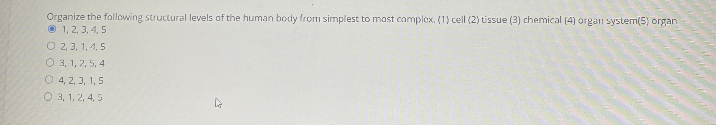 Solved Organize the following structural levels of the human | Chegg.com