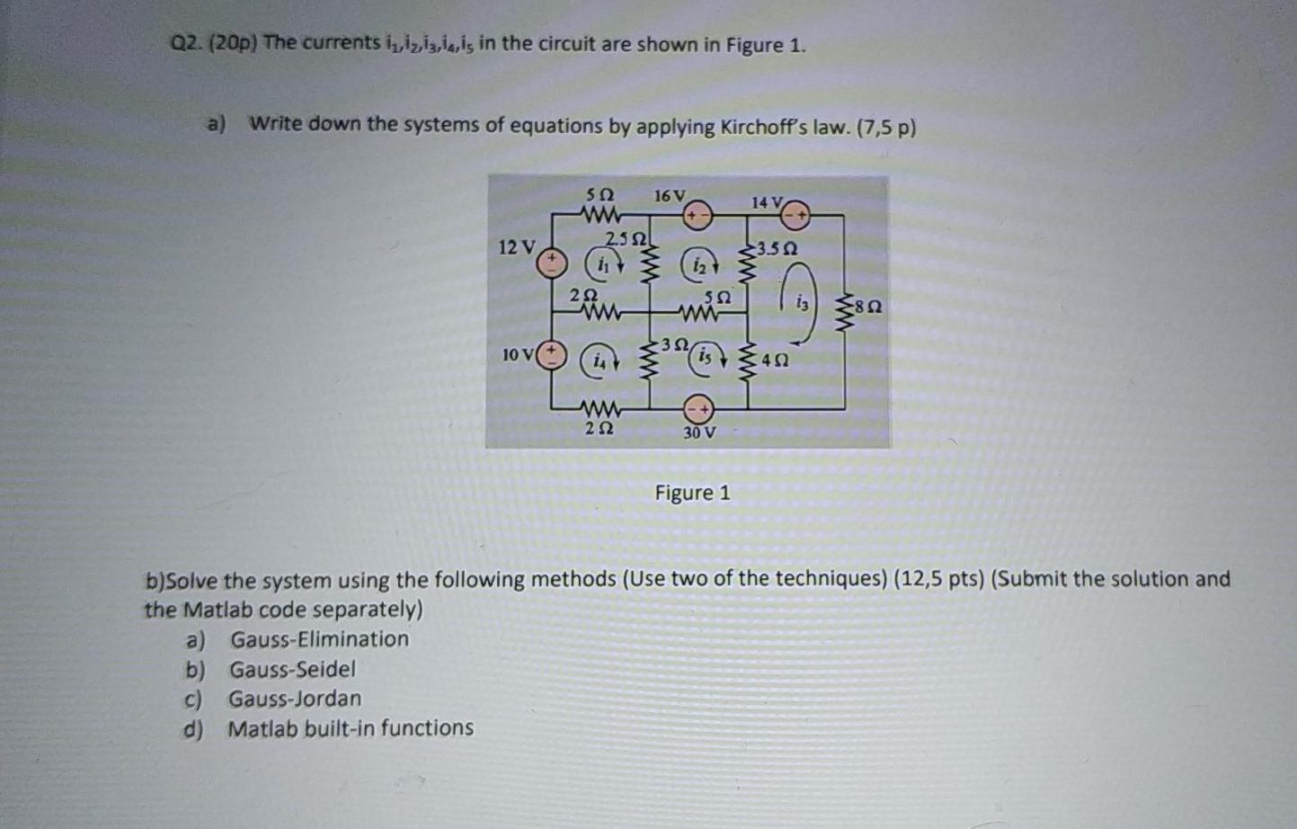 Solved Q2. (20p) The currents iv, iz, izla, is in the | Chegg.com