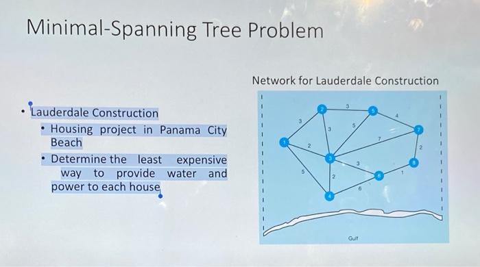 Solved Minimal Spanning Tree Problem Network For Lauderdale 