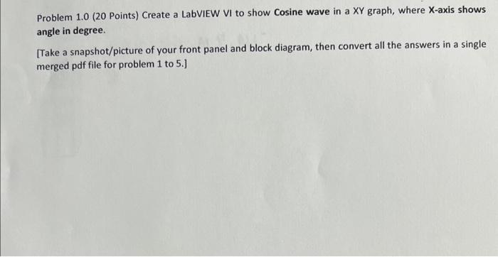 Solved Problem 1.0 (20 Points) Create a LabVIEW VI to show | Chegg.com