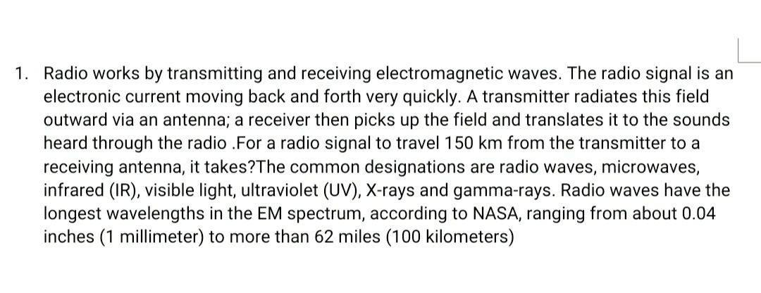 1. Radio works by transmitting and receiving | Chegg.com