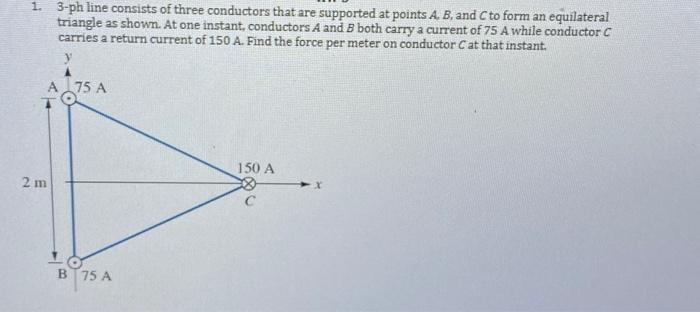 1. 3-ph line consists of three conductors that are | Chegg.com
