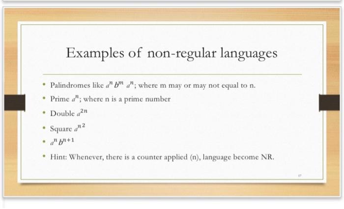 Solved Examples of non-regular languages - Palindromes like | Chegg.com