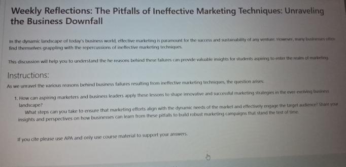 Solved Weekly Reflections: The Pitfalls of Ineffective | Chegg.com