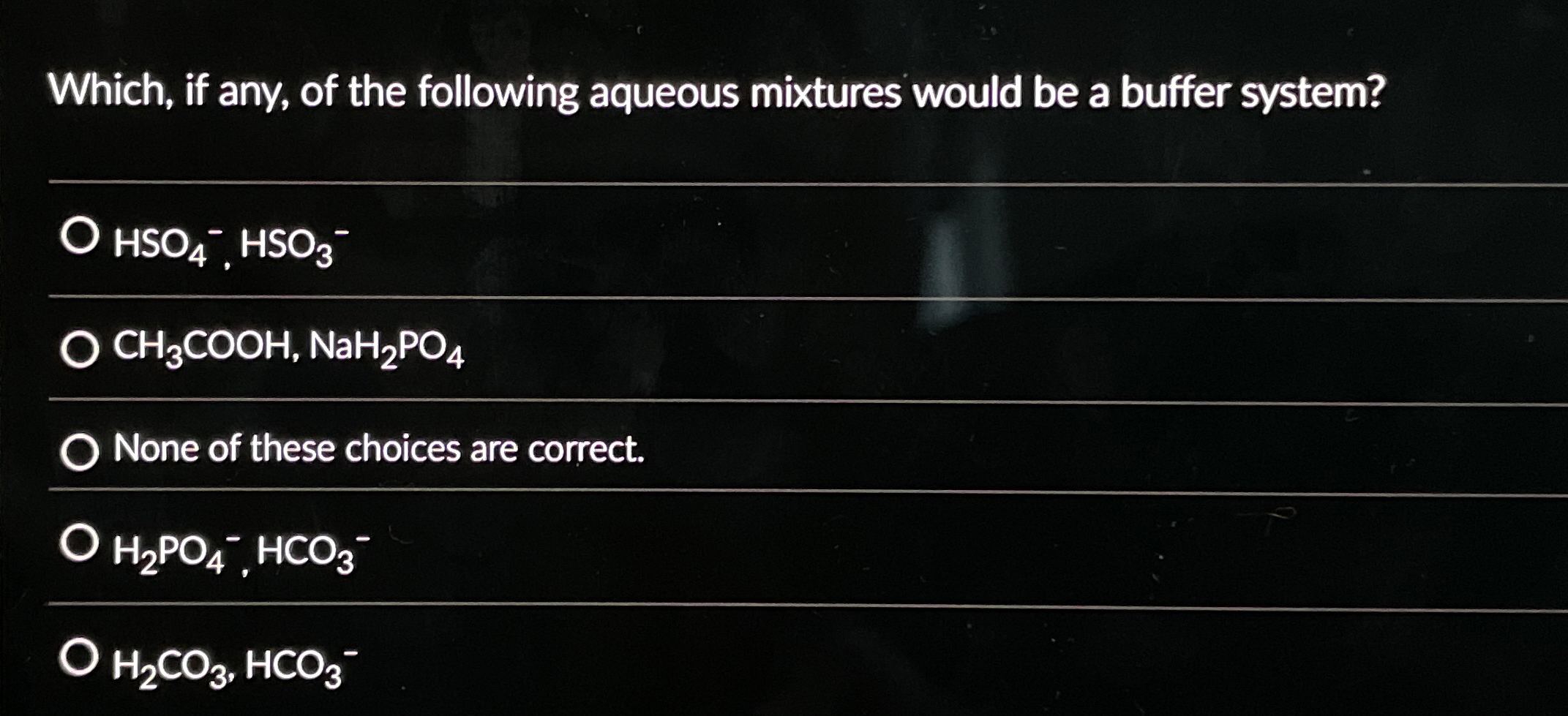 Solved Which, if any, of the following aqueous mixtures | Chegg.com