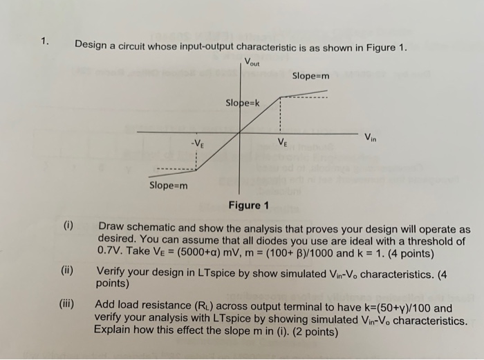 1. Design a circuit whose input-output characteristic | Chegg.com