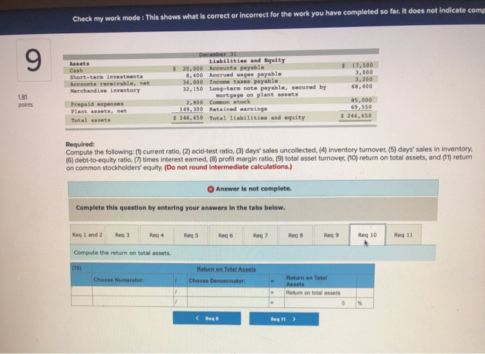 Solved Check my work mode : This shows what is correct or | Chegg.com