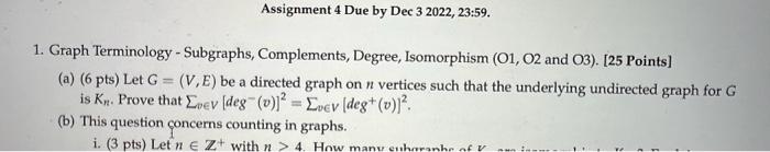Solved 1. Graph Terminology - Subgraphs, Complements, | Chegg.com
