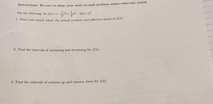 Solved Instructionw Be sure to show your work on each | Chegg.com