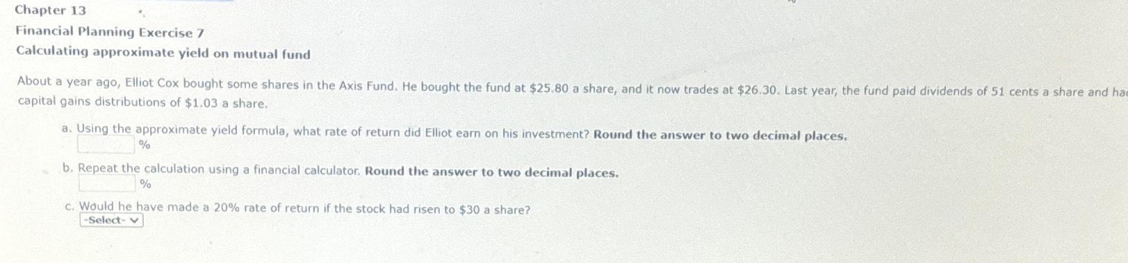Solved Chapter 13Financial Planning Exercise 7Calculating | Chegg.com