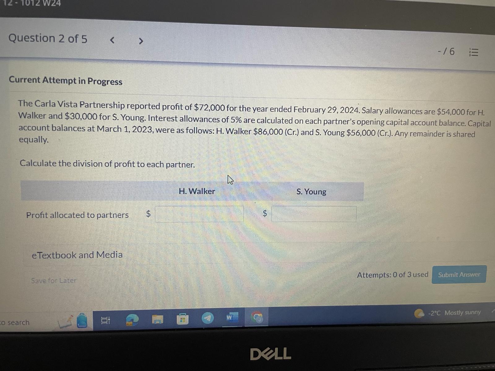 Solved Current Attempt in ProgressThe Carla Vista | Chegg.com