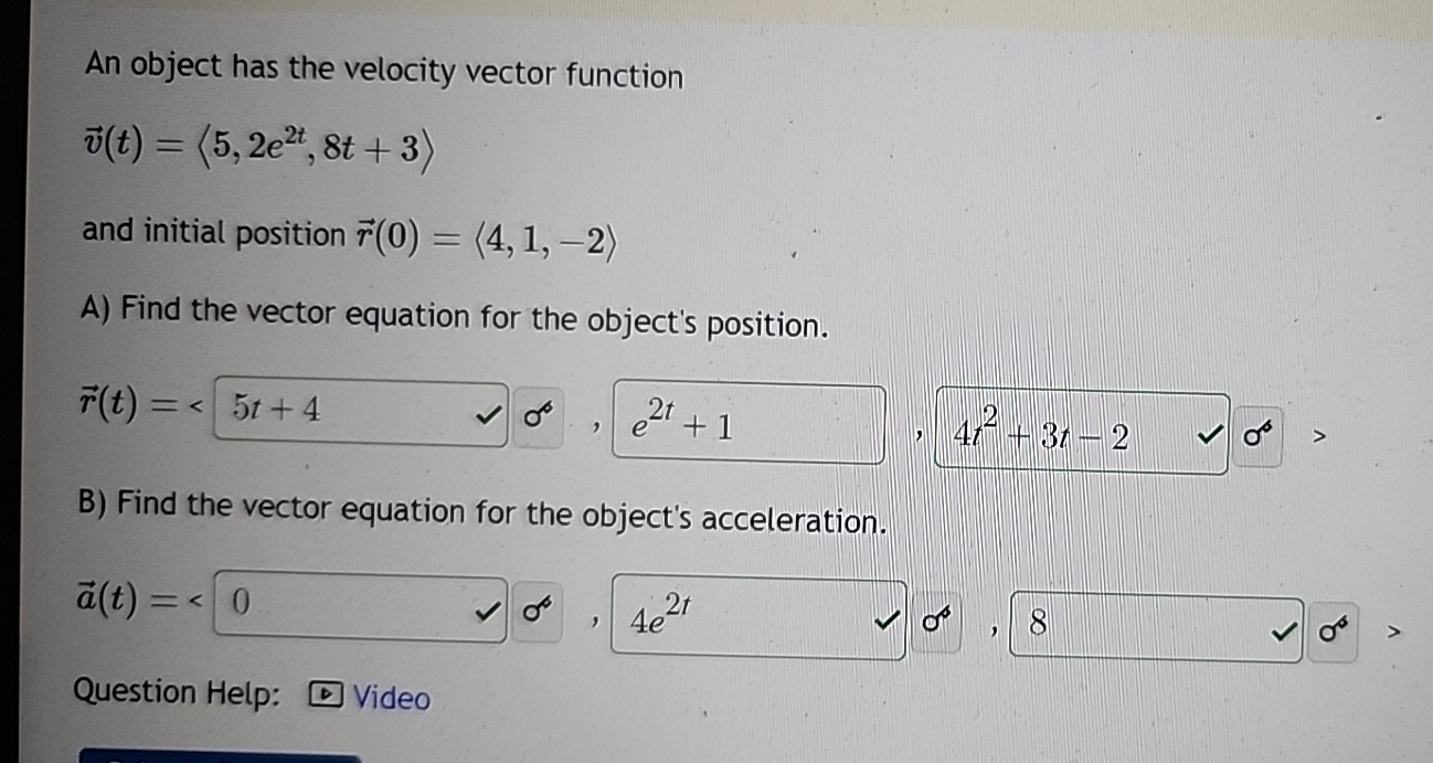 Solved An object has the velocity vector | Chegg.com