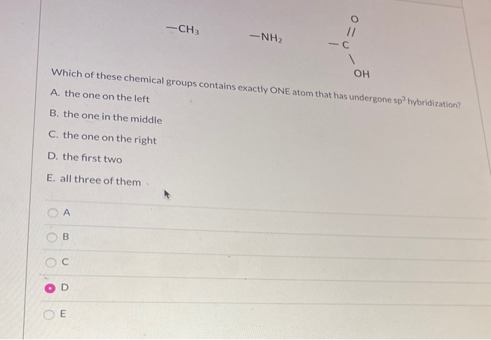 Solved O- -CH3 -NH2 -c он Which of these chemical groups | Chegg.com