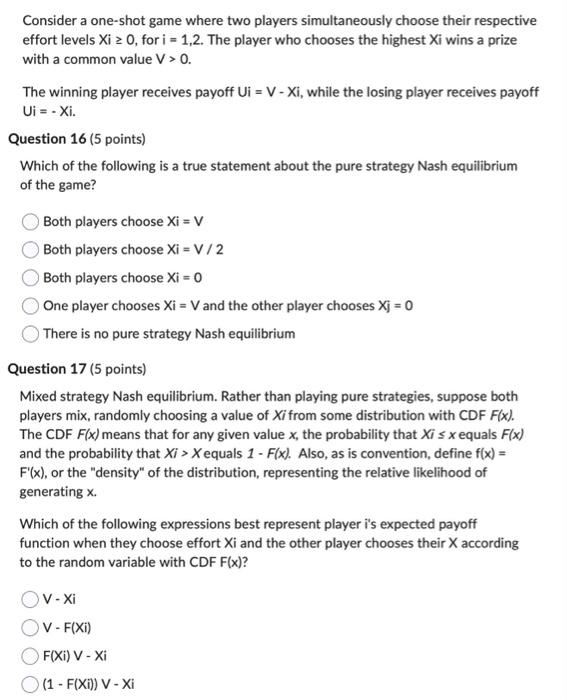 Solved Consider a one-shot game where two players | Chegg.com