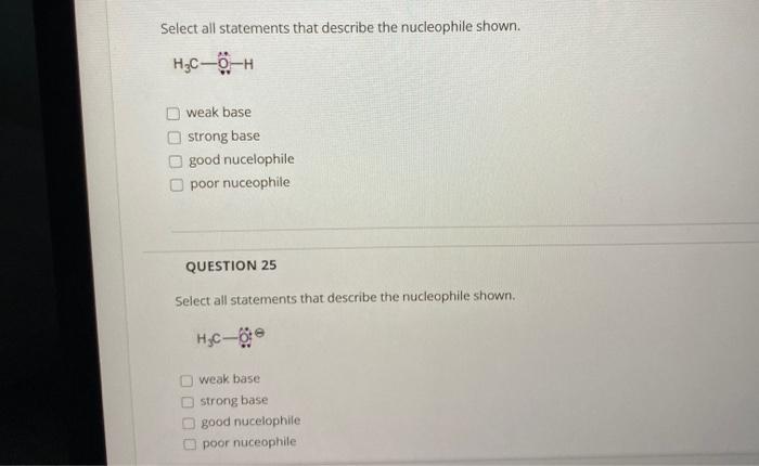 Solved Select all statements that describe the nucleophile | Chegg.com