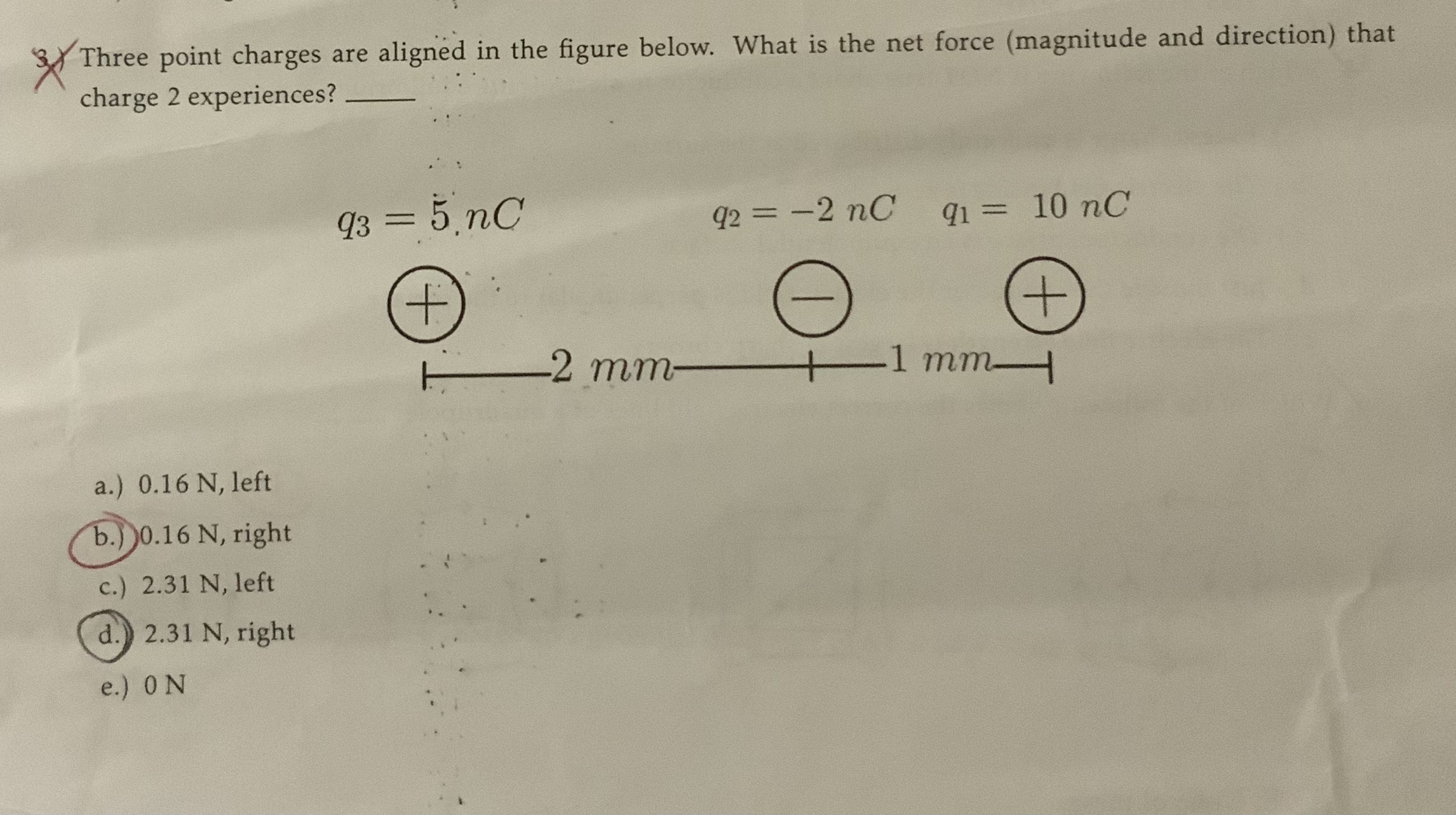 Solved Three point charges are aligned in the figure below. | Chegg.com