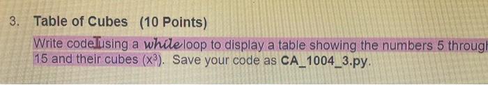 Solved Table of Cubes (10 Points) Write codelusing a | Chegg.com