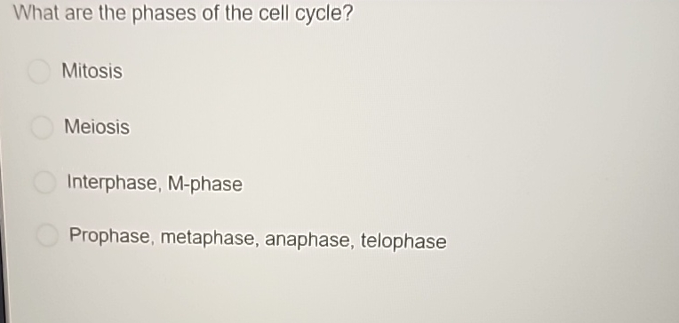 Solved What are the phases of the cell | Chegg.com