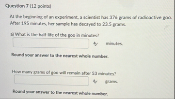 Solved Question 7 (12 ﻿points)At the beginning of an | Chegg.com