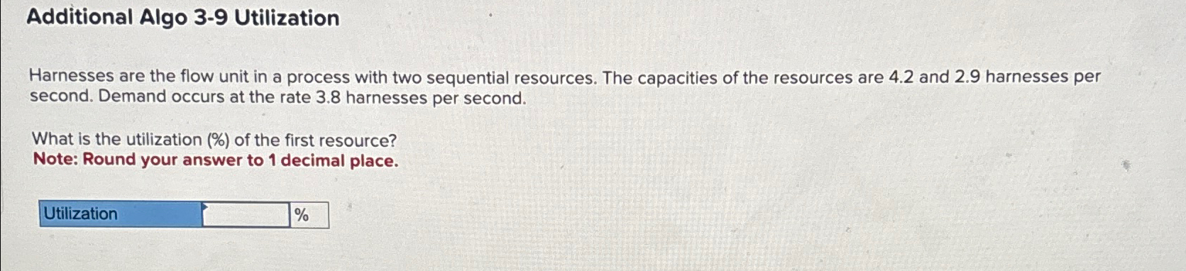 Solved Additional Algo 3-9 ﻿UtilizationHarnesses are the | Chegg.com