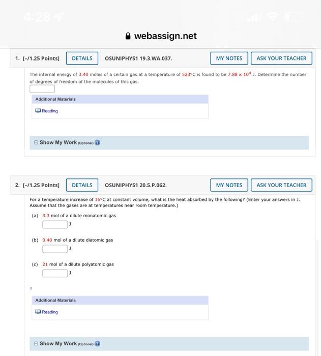 Solved webassign.net 1. (-/1.25 Points) DETAILS OSUNIPHYS1 | Chegg.com