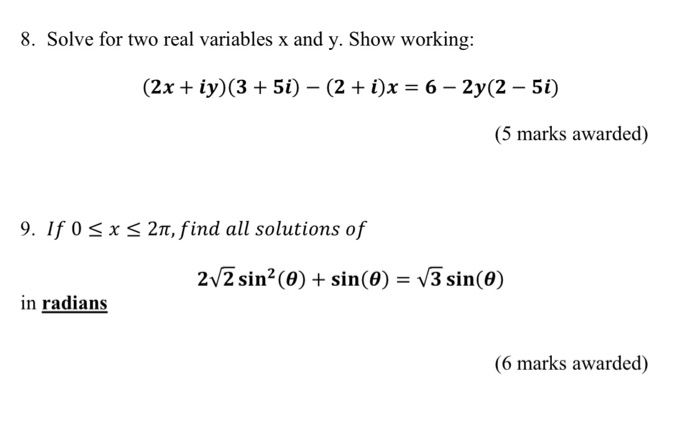 Solved 8 Solve For Two Real Variables X And Y Show 7008