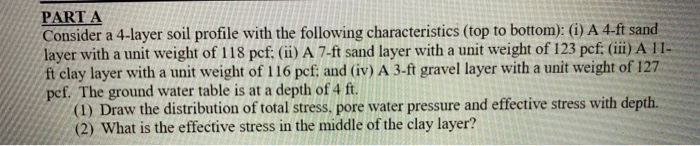 Solved PART A Consider a 4-layer soil profile with the | Chegg.com
