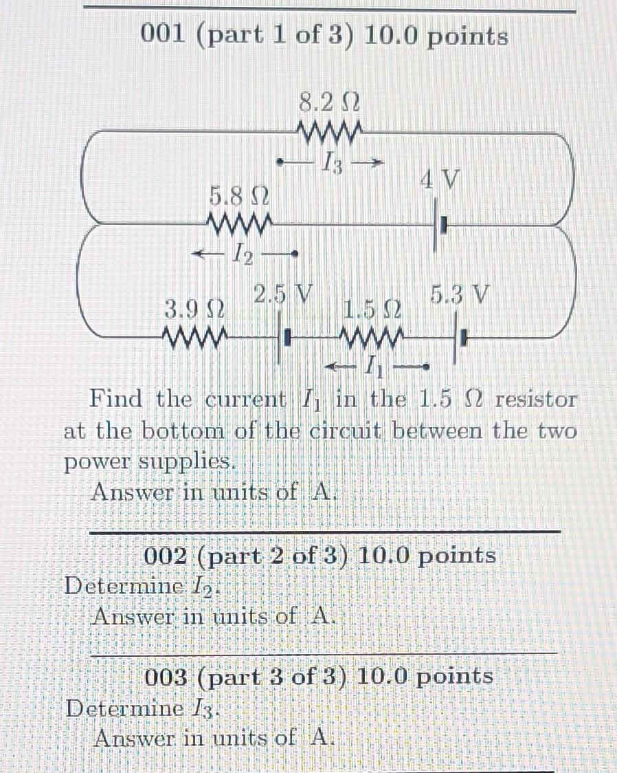 Solved Find the current I1 in the 1.5Ω resistor at the | Chegg.com