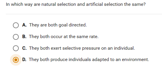 Solved In which way are natural selection and artificial | Chegg.com