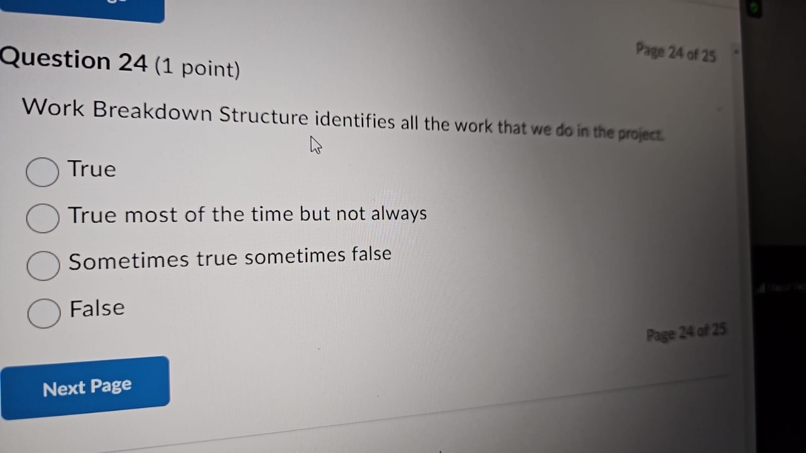 Solved Question 24 (1 ﻿point)Page 24 ﻿of 25Work Breakdown | Chegg.com
