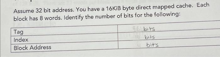 Solved Assume 32 bit address. You have a 16KiB byte direct | Chegg.com
