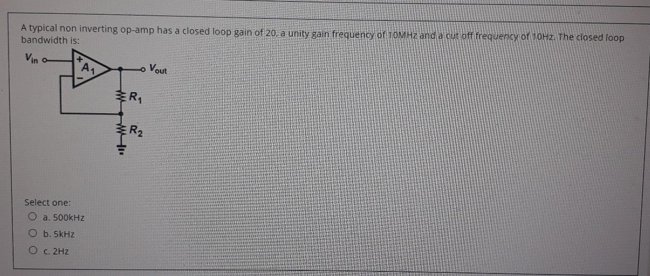 Solved A typical non inverting op-amp has a closed loop gain | Chegg.com