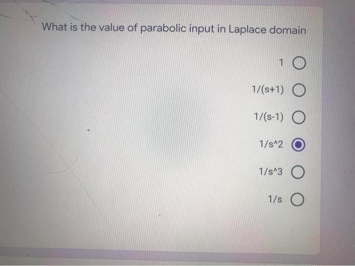 Solved What is the value of parabolic input in Laplace | Chegg.com