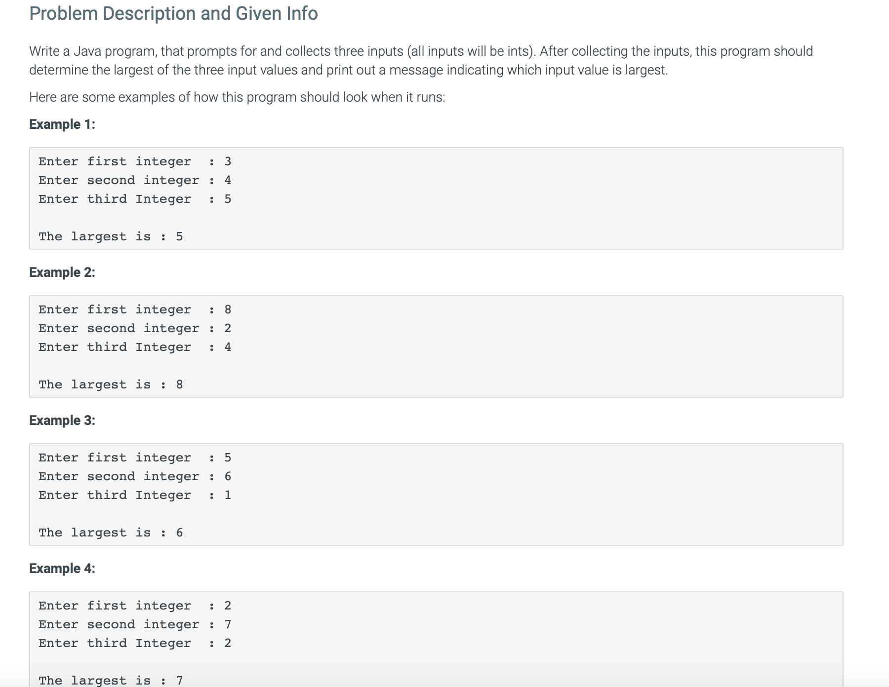 Solved Largest of 3: Show me the steps and full Java coding | Chegg.com