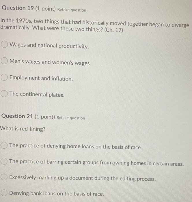 Solved Question 19 (1 point) Retake question In the 1970s, | Chegg.com